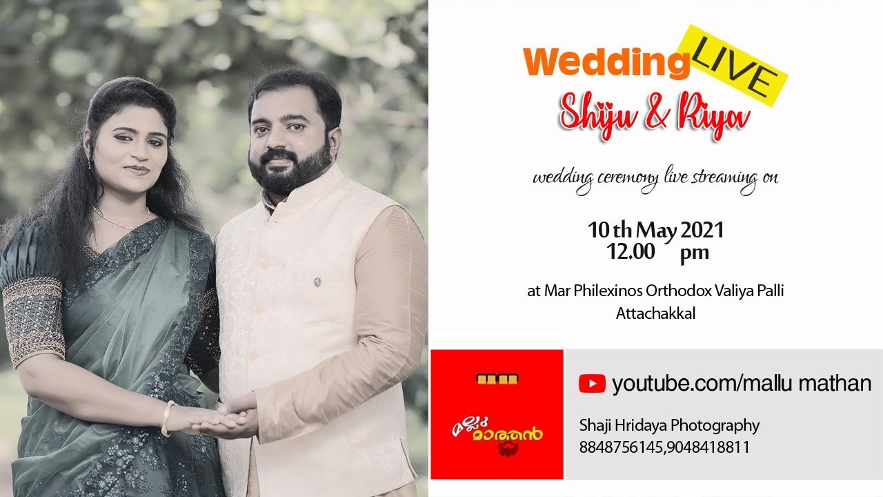 Holy Matrimony Live Streaming of SHIJU with RIYA - YouTube