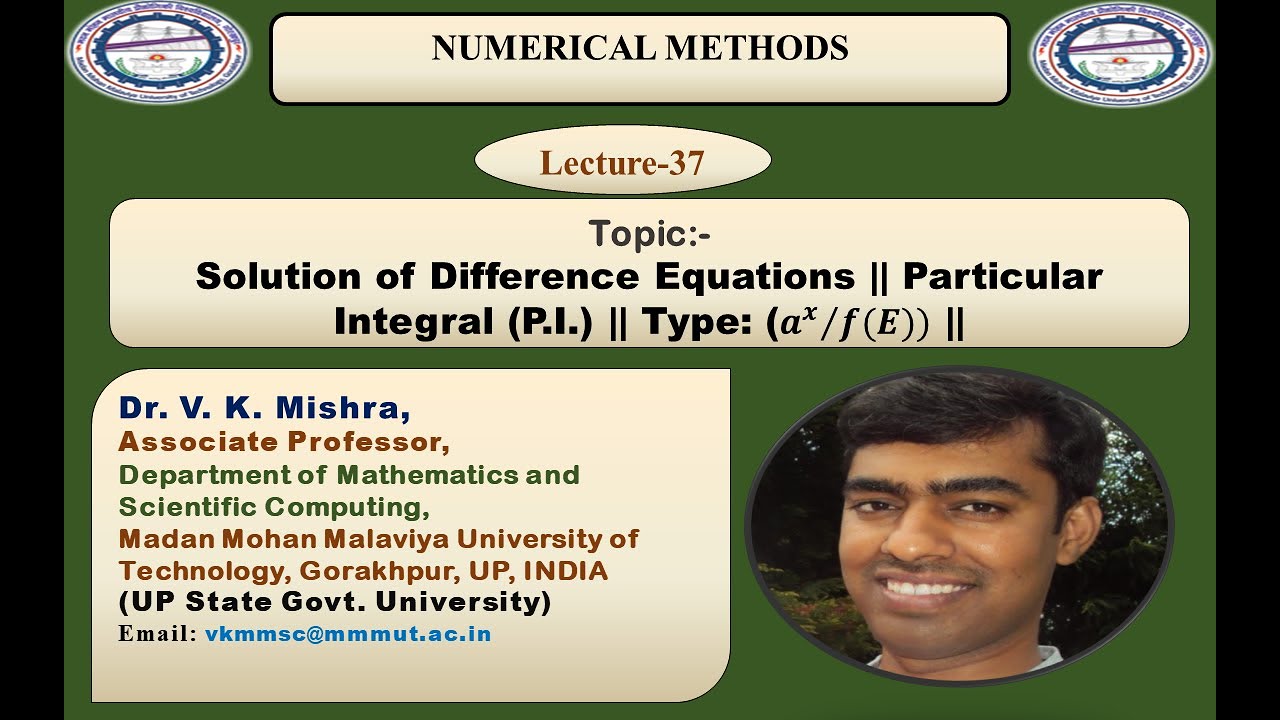 Solution of Difference Equations || Particular Integral (P.I.) || Type ...