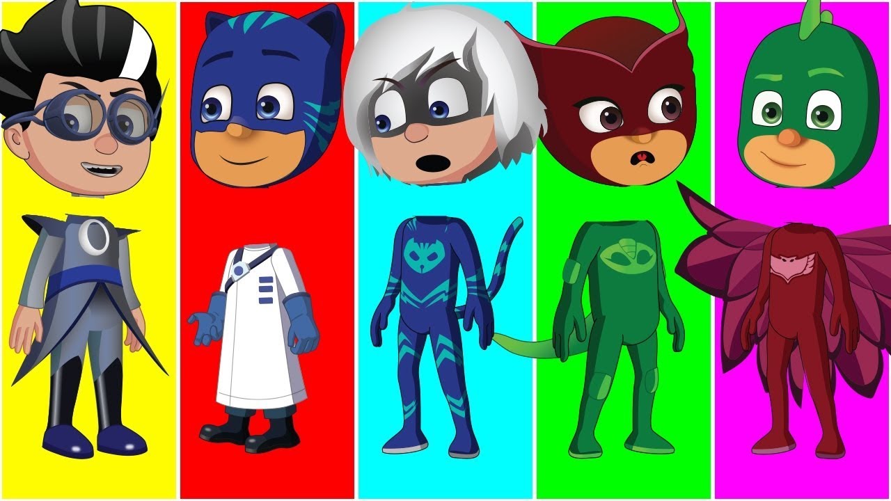 PJ Masks wrong heads toys to Learn colors Gekko Catboy Owlette Wrong ...