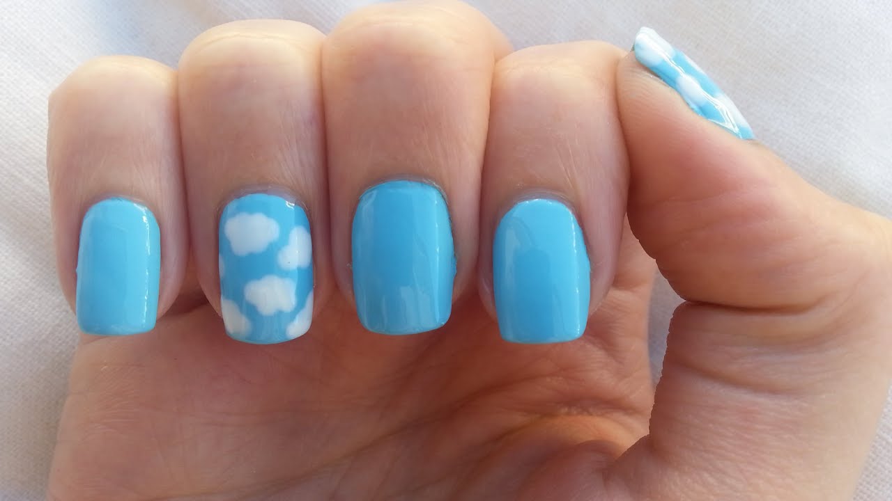 Clouds nail art - YouTube