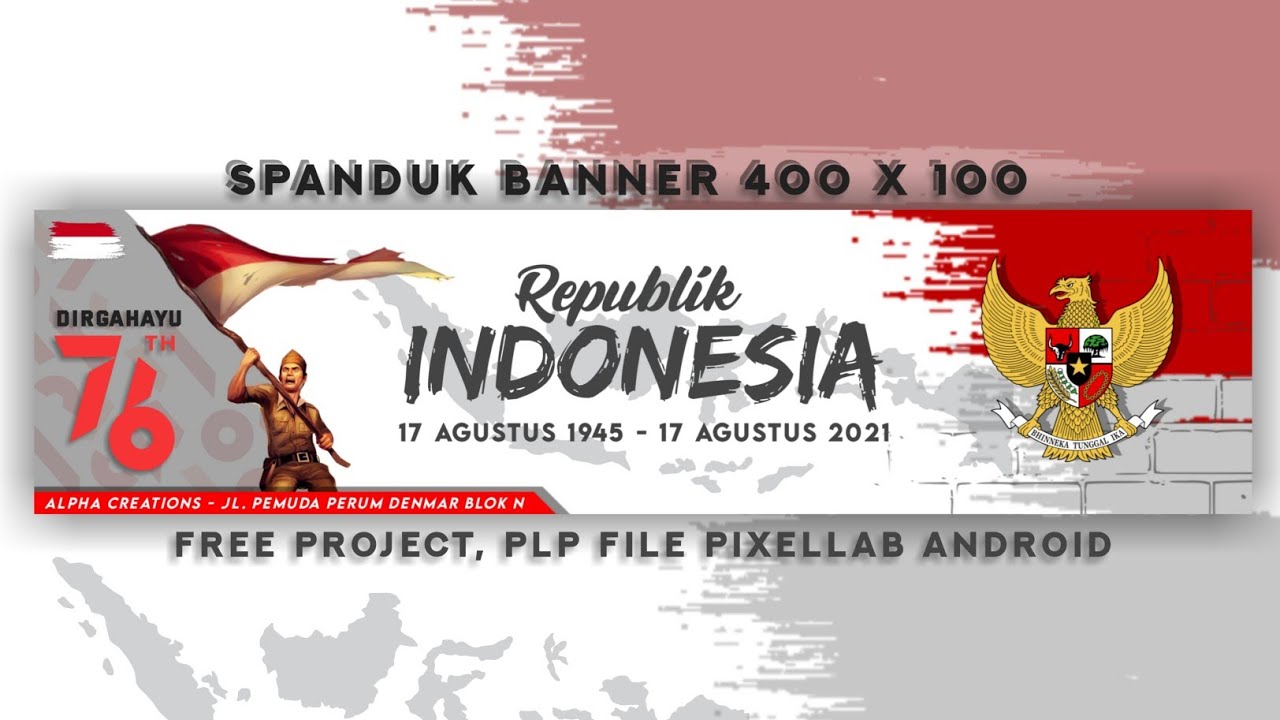 [ PLP FILE ] PixelLab: Banner HUT RI 76 - 400x100 Free Download - YouTube