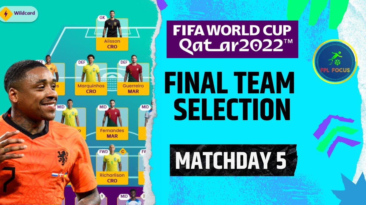 World Cup Fantasy Football... WILDCARD Team Selection, Matchday 5 ...
