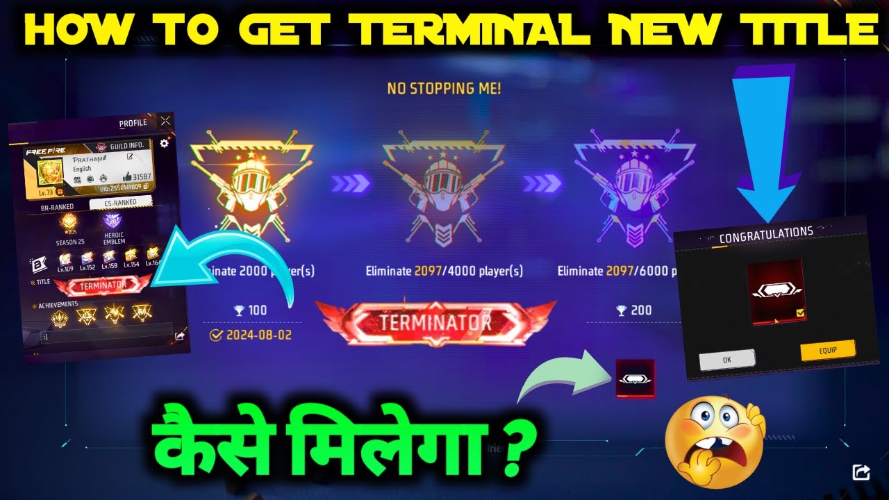 HOW TO GET TERMINATOR TITLE IN FREE FIRE | NO STOPPING ME FREE FIRE ...