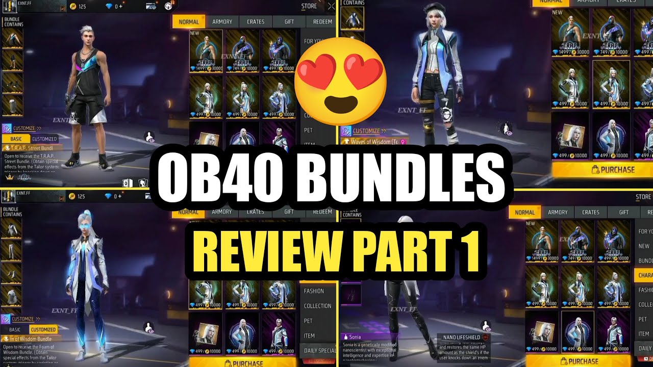 ⚡ New OB40 All Bundles Review Part 1 Garena Free Fire ⚡ - YouTube