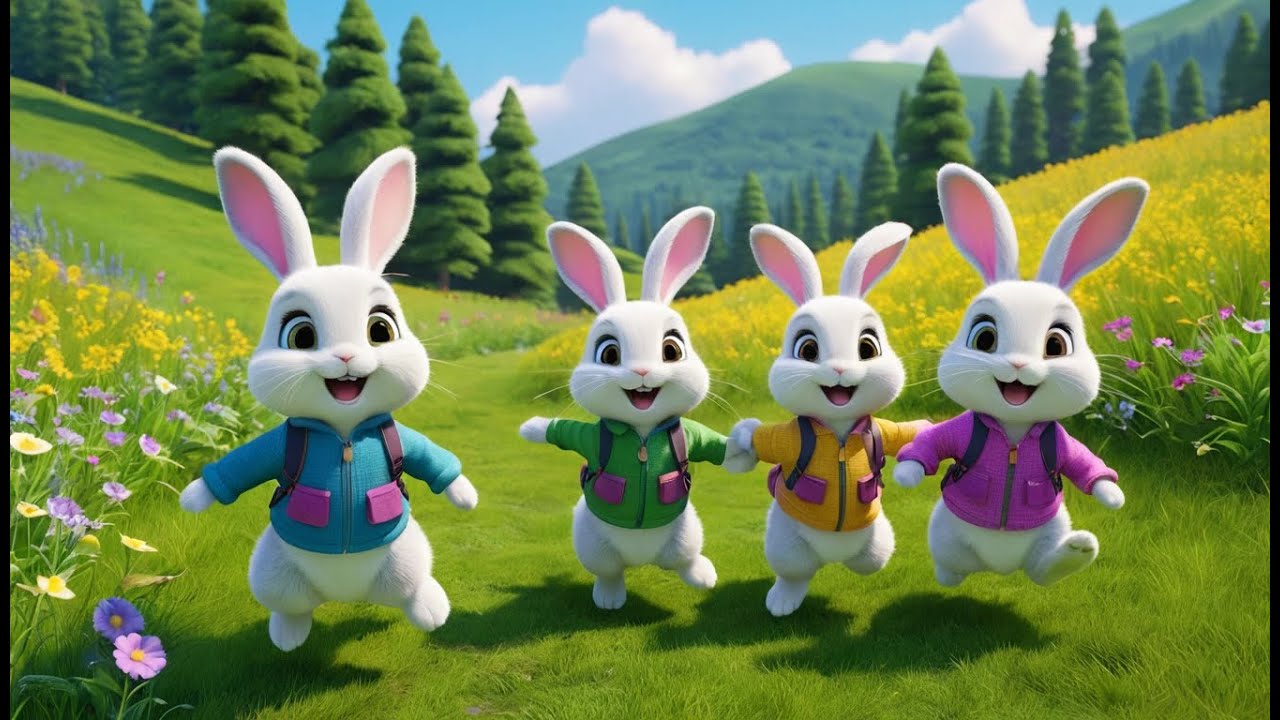 Five Little Bunnies Jumping on the Ground | Fun Bunny Rhyme for Kids ...