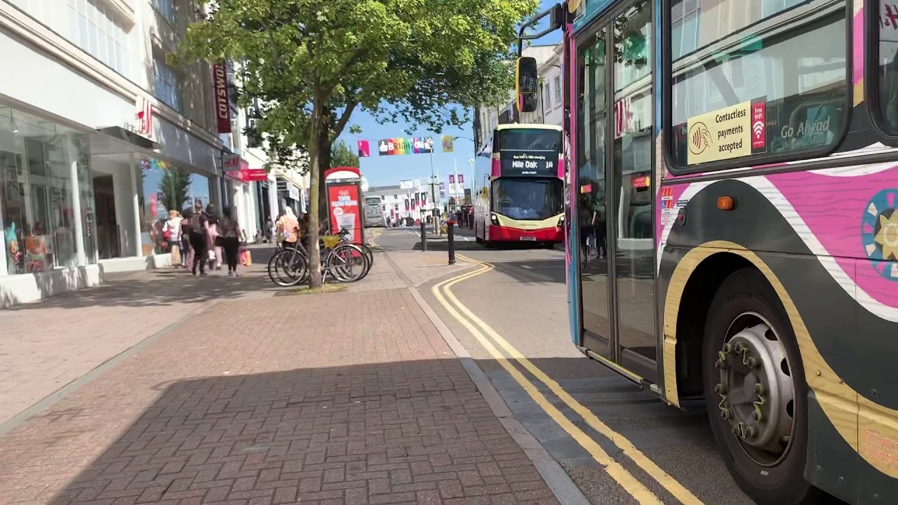 Brighton & Hove Bus Route 2 Departing western Road Bus stop - YouTube