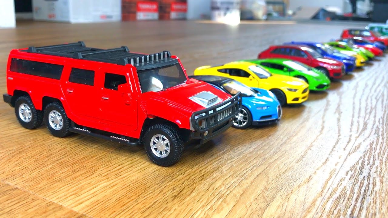 Push Cars forward, Let's Go Pull back cars Burago and Wally Cars - YouTube