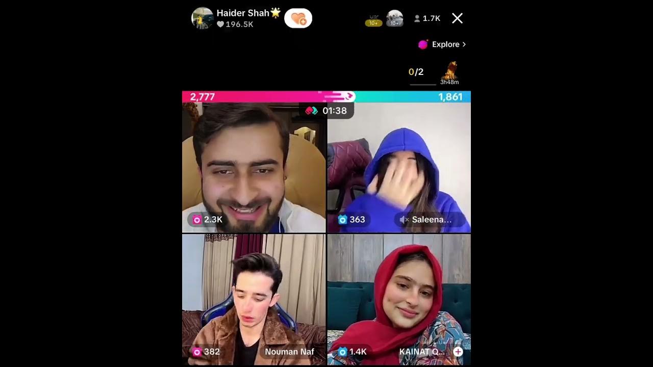 Haider shah/Nouman VS Saleena/Kainat TikTok live Match - YouTube