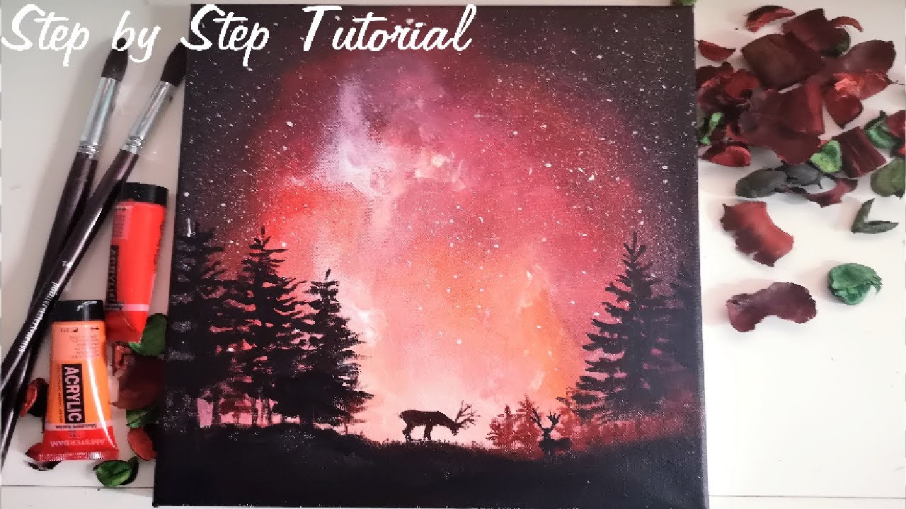 Easy Acrylic Painting for Beginners| Simple Starry Sky Galaxy| Step By ...