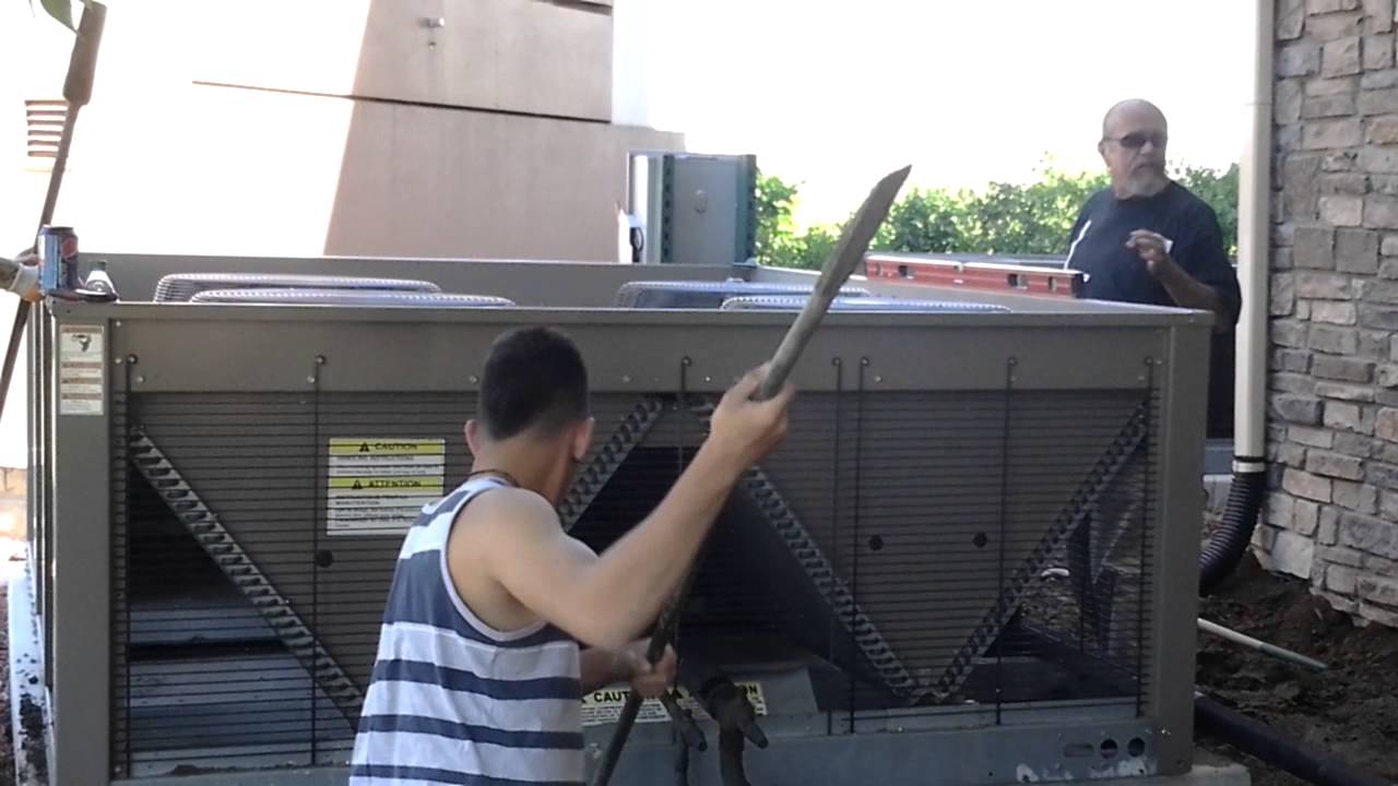 Raise Sunken Air Conditioner Pad Denver (Before) - YouTube