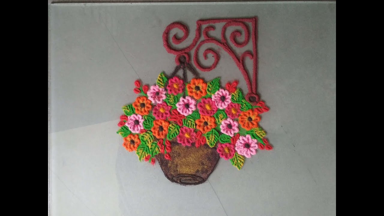 Easy flower pot rangoli design.RRR - YouTube