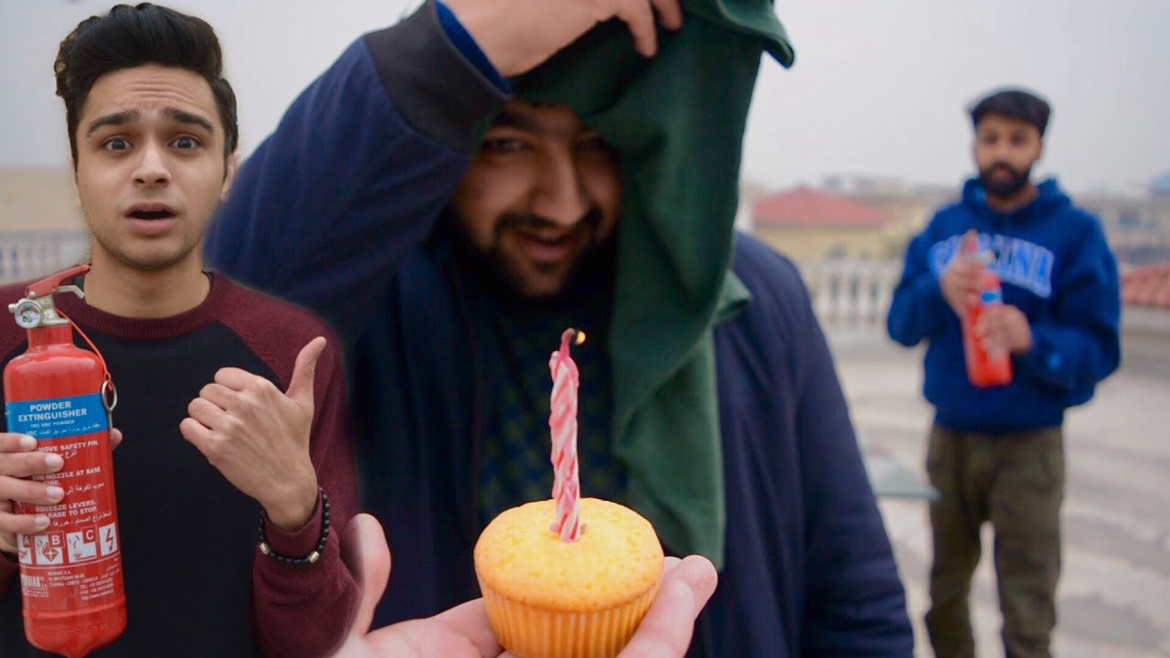 FIRE EXTINGUISHER BIRTHDAY SURPRISE!! (Unforgettable) - YouTube