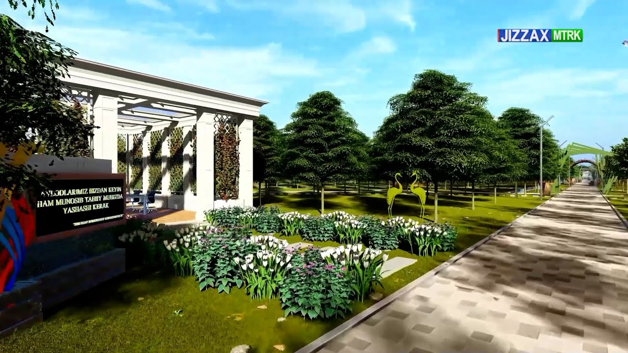 Jizzax shahar O'ratepalik mahallasida Yashil jamoat park barpo ...