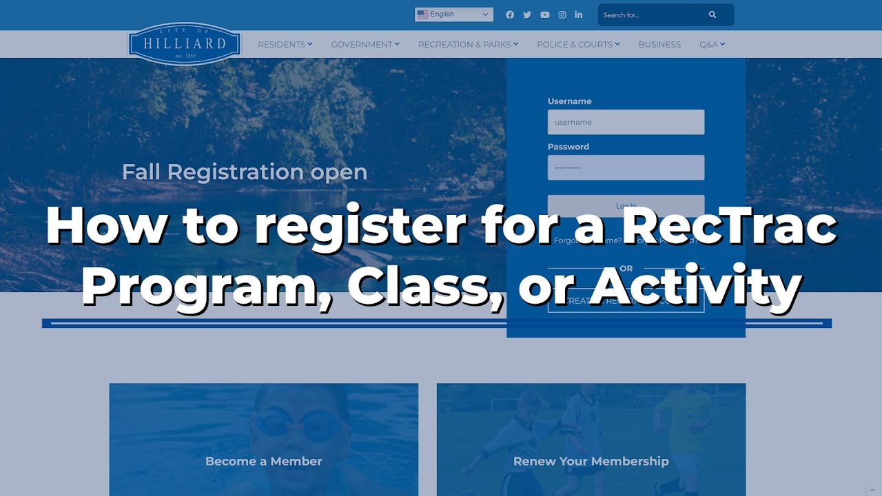 How To Register for a Hilliard RecTrac Program, Class, or Activity ...