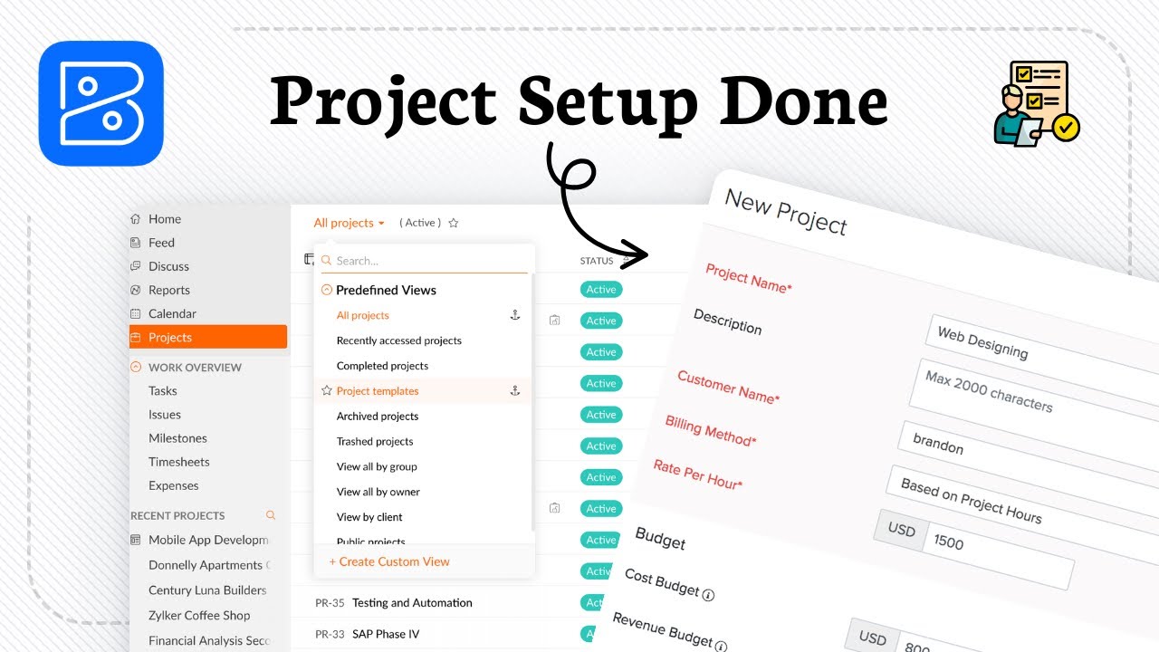 How to create a project in Zoho Books (Work Tracker) - YouTube