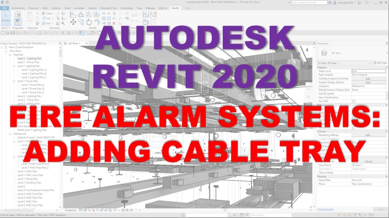 FIRE ALARM SYSTEM LESSON: ADDING CABLE TRAY - YouTube