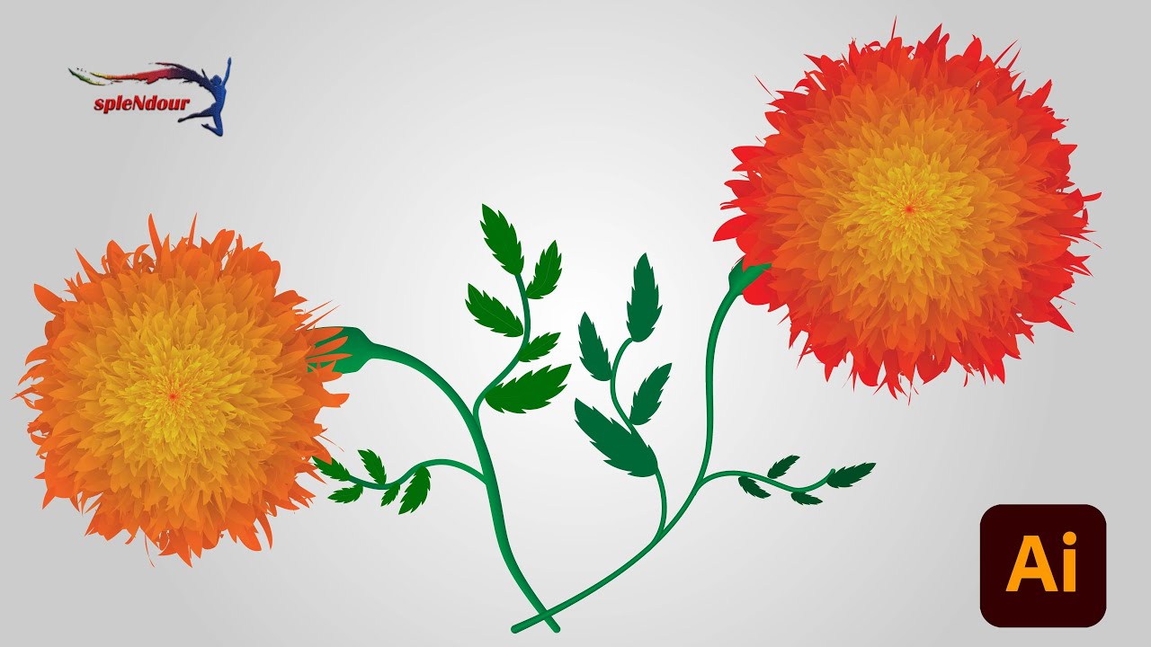 How to create a Marigold Flower Design in Adobe Illustrator - YouTube