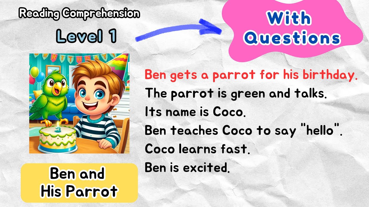Reading Practice | Ben and his Parrot | English Speaking | English ...