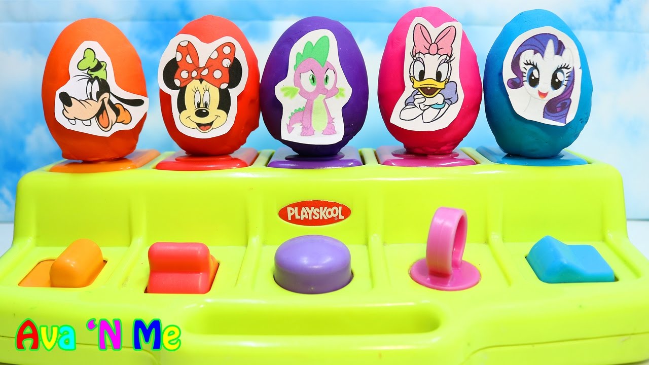Disney Minnie Mouse, Goofy Surprise Eggs Learn Colors Playskool Poppin ...