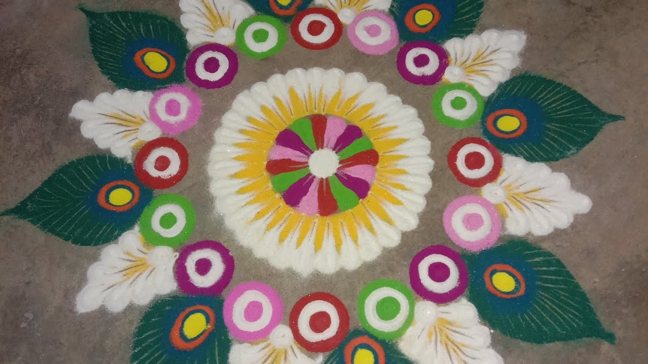 rangoli kolam/small/colourfull/easy/simple - YouTube
