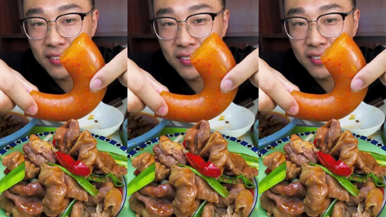 Eat Fried Pork Intestines, Large Vegetarian Intestines - YouTube