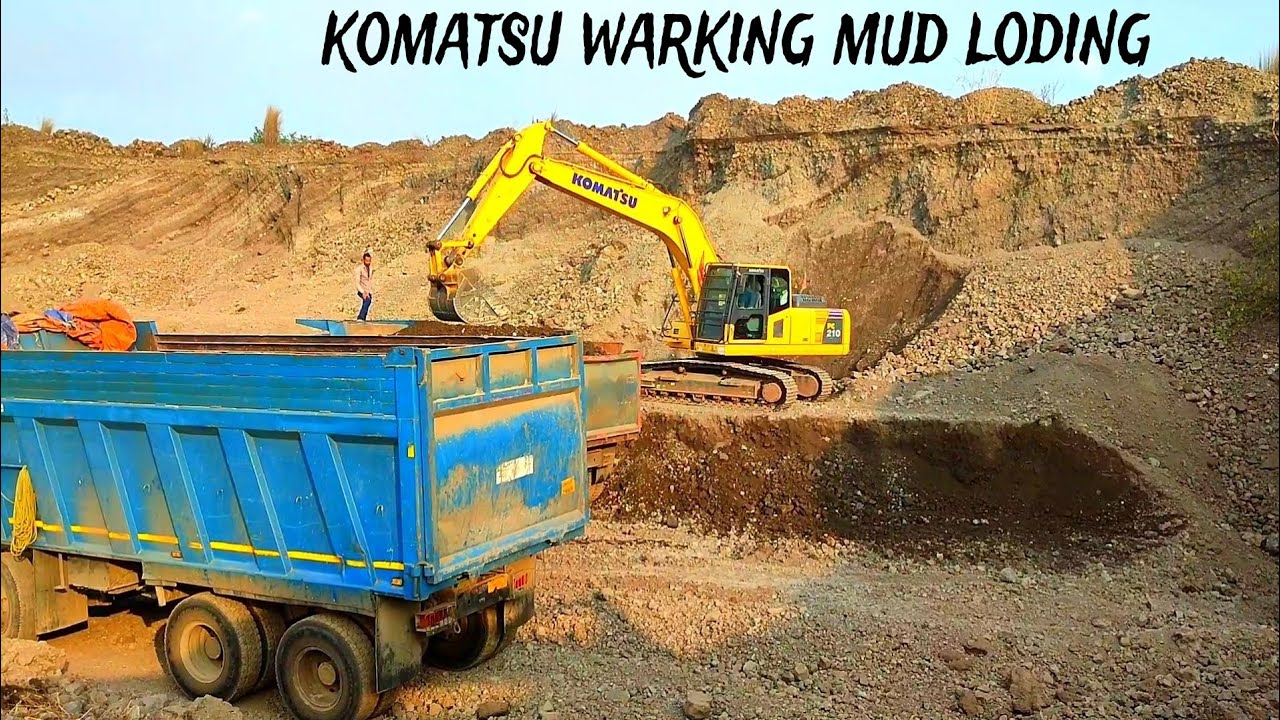 komatsu poclain machine working mud loading - YouTube