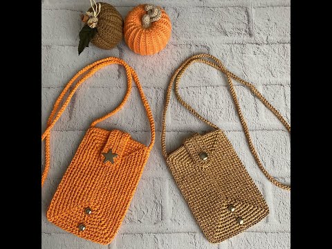 KAĞIT İPTEN TELEFON ÇANTASI , PAPER YARN  CROCHET BAG