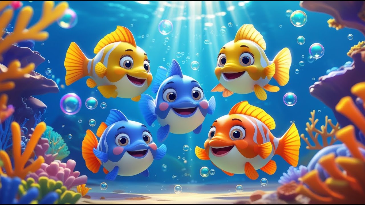 Cute Five Fish Plays with Bubble | Bubble, Bubble Pop Fun circle time ...