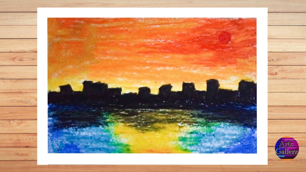 How to Draw Calm Day Landscape Scenery|| Easy Natural scenery for ...