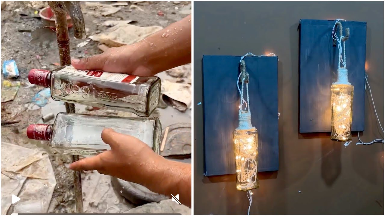 DIY Bottle Lamp | Recycle Glass Bottles into Stunning Wall Lights - YouTube