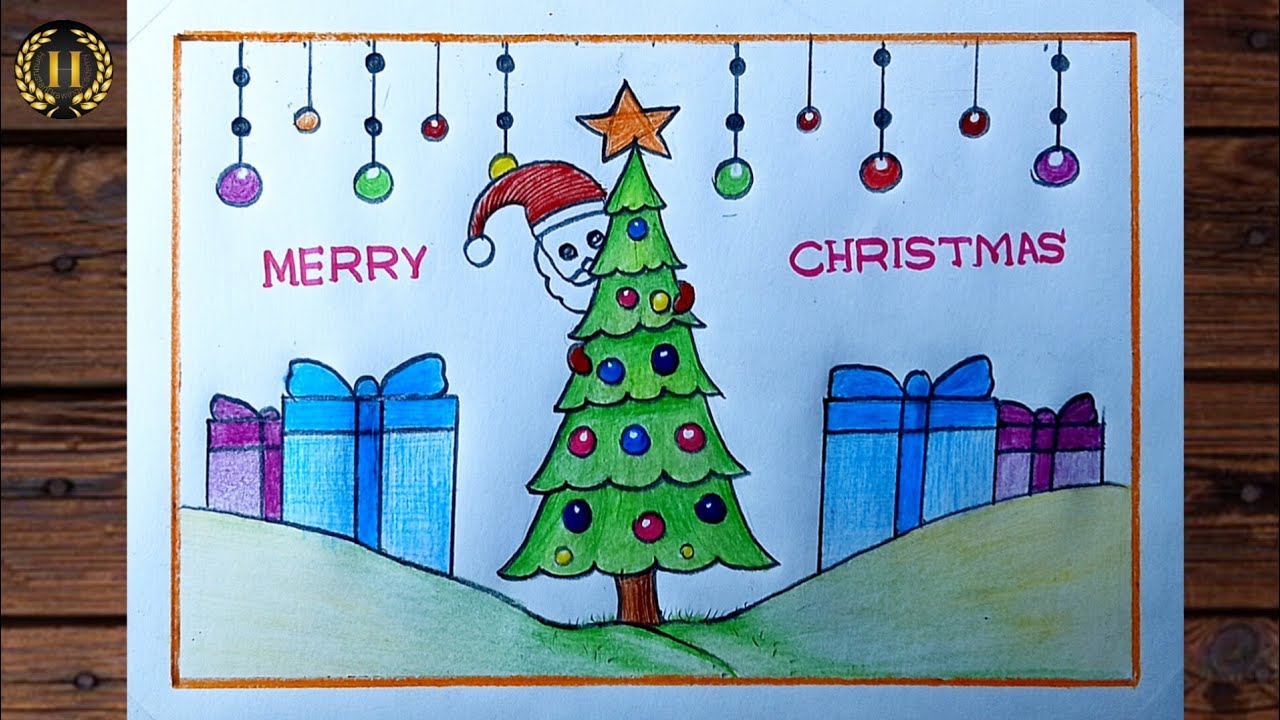 Merry Christmas Drawing || Merry Christmas tree drawing Easy|| Easy ...