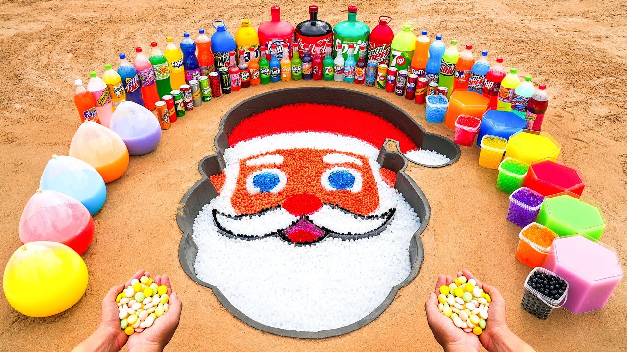 How to make Santa Claus Face with Orbeez, Big Soda, Coke, Sprite vs ...