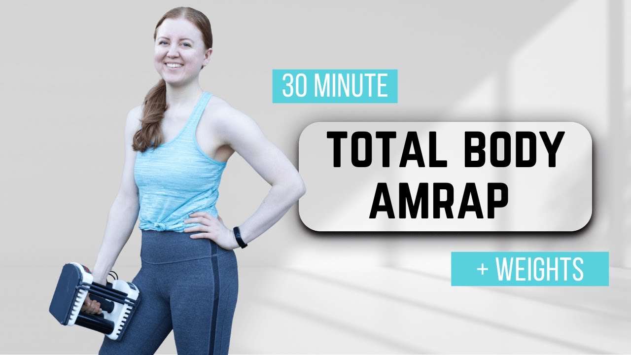 30 MIN FULL BODY WORKOUT - AMRAP format - With Weights - No Music ...