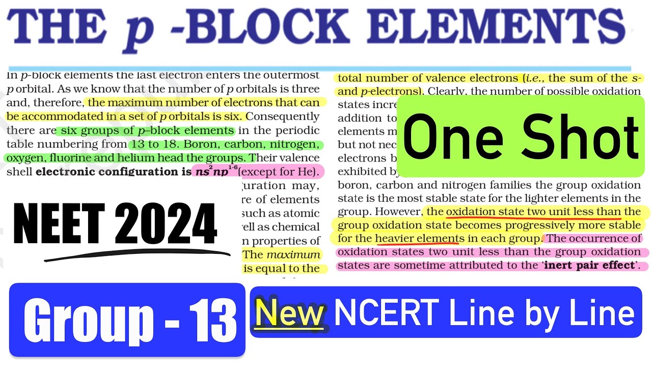 P-Block(Group-13) NCERT Line by Line | NCERT Highlights #neet2025 # ...