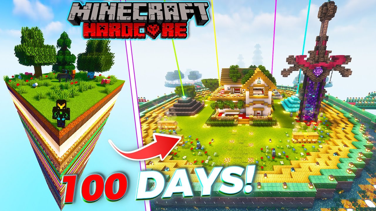 I Survived 100 Days On Layer Changing One Chunk Minecraft Hardcore ...