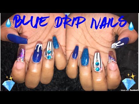 Blue Drip Nails | Acrylic Nails Tutorial - YouTube