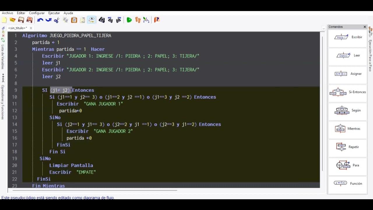 Algoritmo: JUEGO DE PIEDRA🗯 , PAPEL📄 O TIJERA - Pseint😻 - YouTube