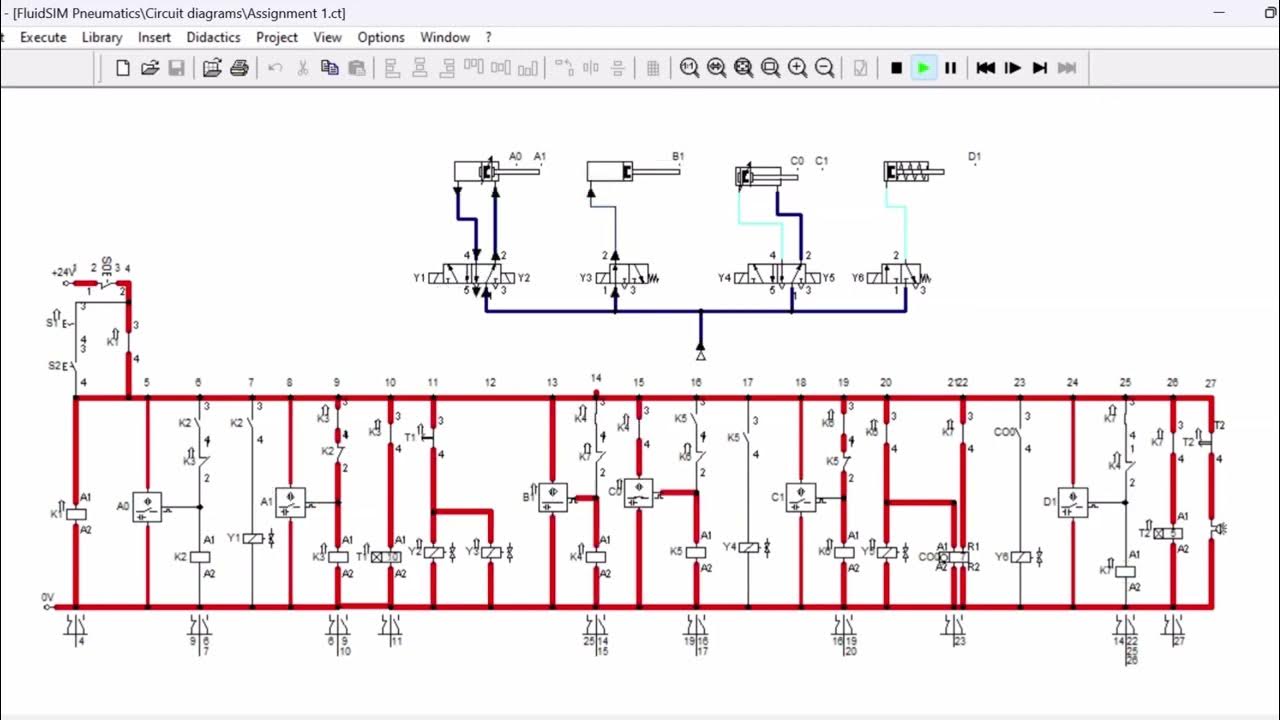 FluidSIM Electro Pneumatics Circuit Diagrams - YouTube
