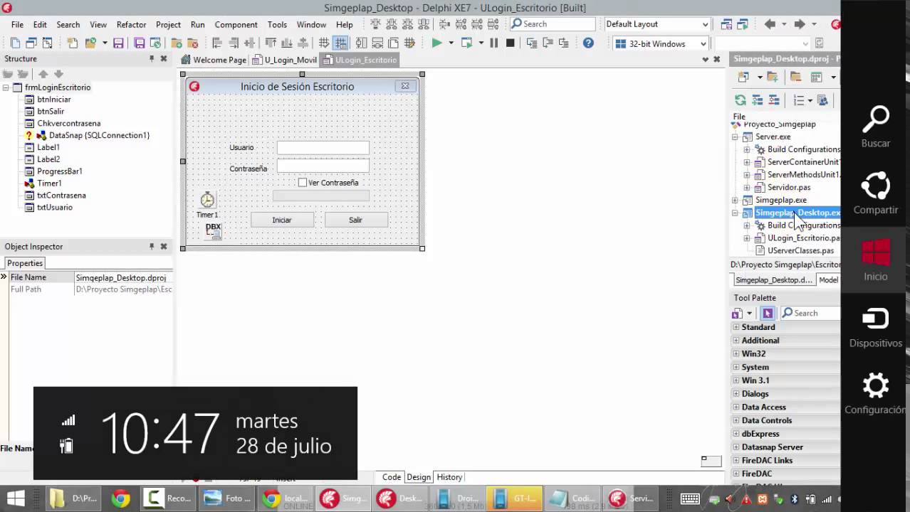 Inicio de Sesión con Aplicación Cliente Servidor con Datasnap Server - YouTube