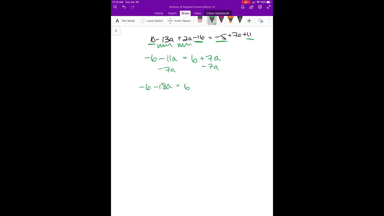 Solve each equation and check your answer. 10-13 a+2 a-16=-5+7 a+11 ...