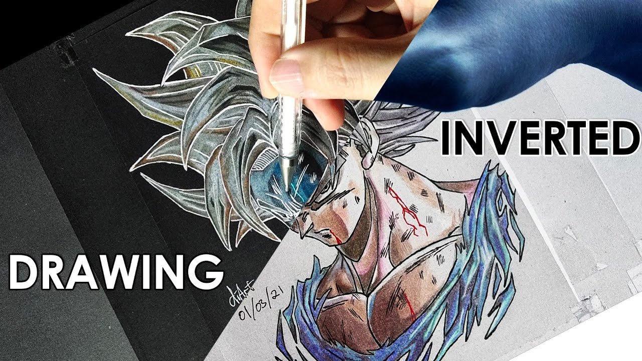 Drawing Goku Inverted on Black Paper | Goku Ultra Instinct | diArt ...