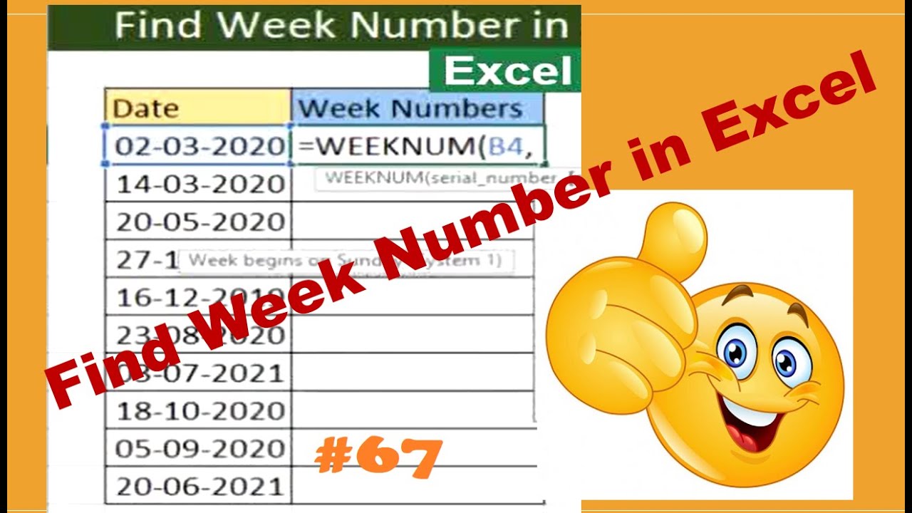 Find Week Number In Excel YouTube find-week-number-in-excel-youtube