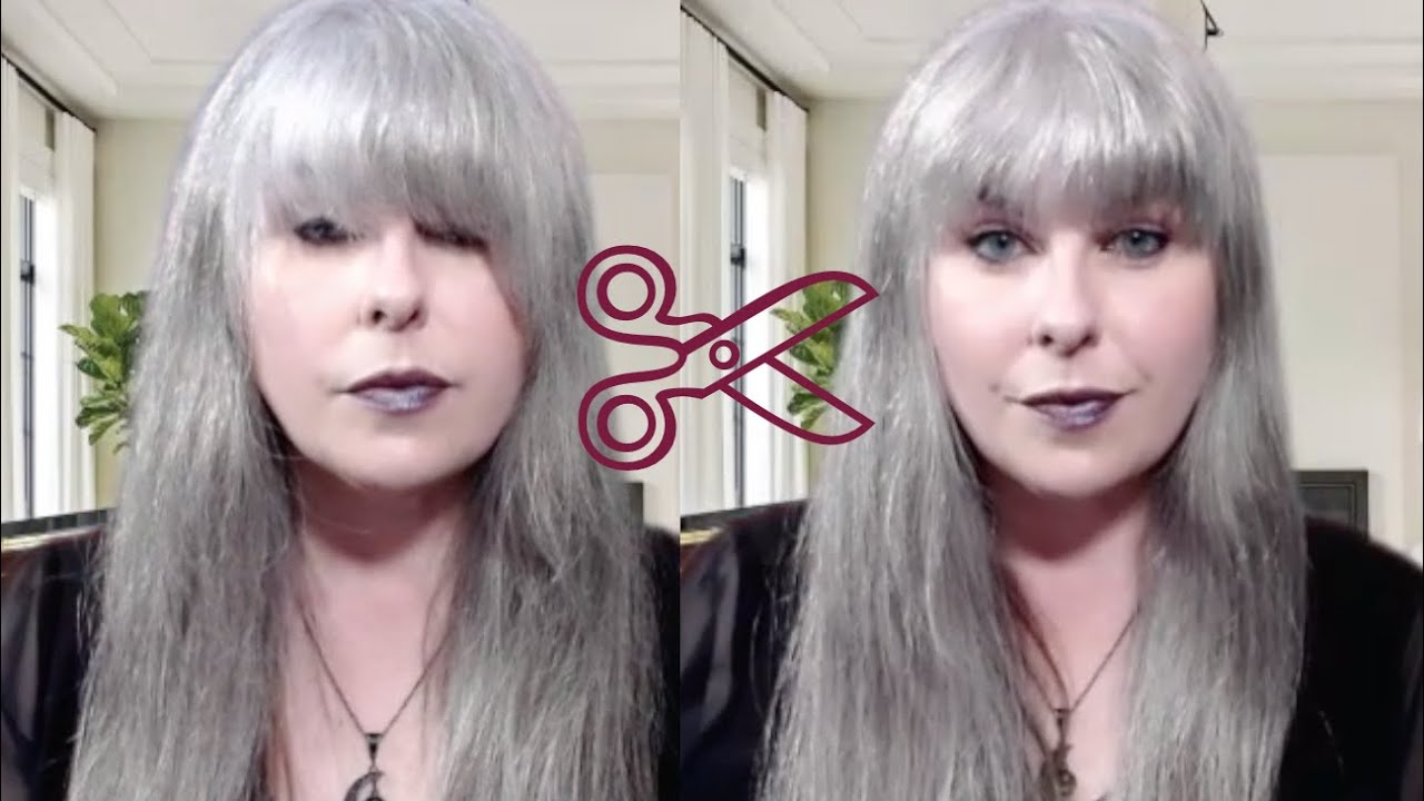Fixing Crooked Bangs cutting hair, uneven fringe - YouTube