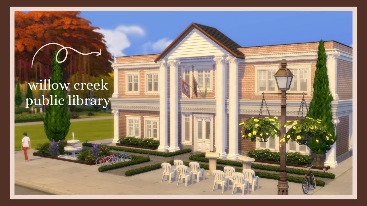 willow creek library | speed build | the sims 4 - YouTube