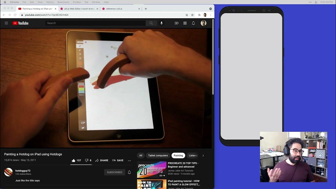 How to Use Touch Event Functions and the touches[] Array in p5js - YouTube