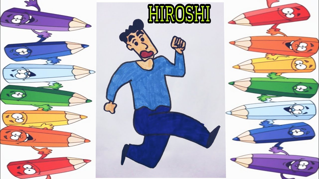 How to draw || HIROSHI cartoon character || easy step-by-step || - YouTube