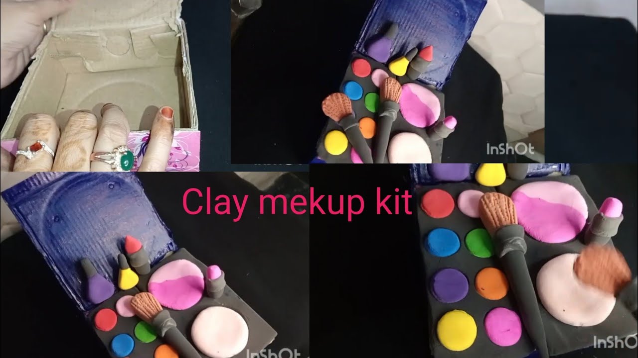 diy making a mini mekup box 💄🧰👜 with polymer clay ll clay mekup kit ...
