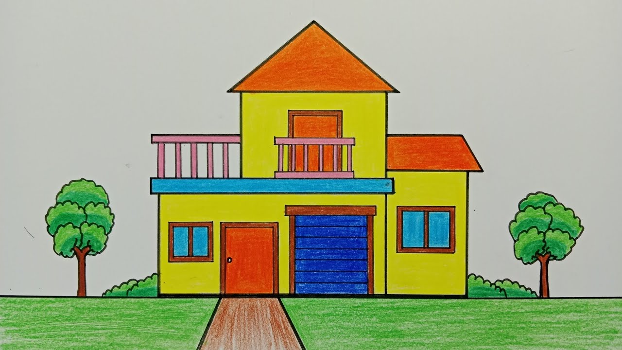How to draw a home || easy drawing || circle drawing ...