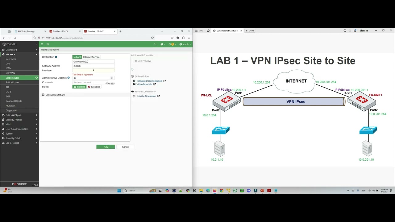 LAB 1 - VPN IPsec Site to Site - YouTube