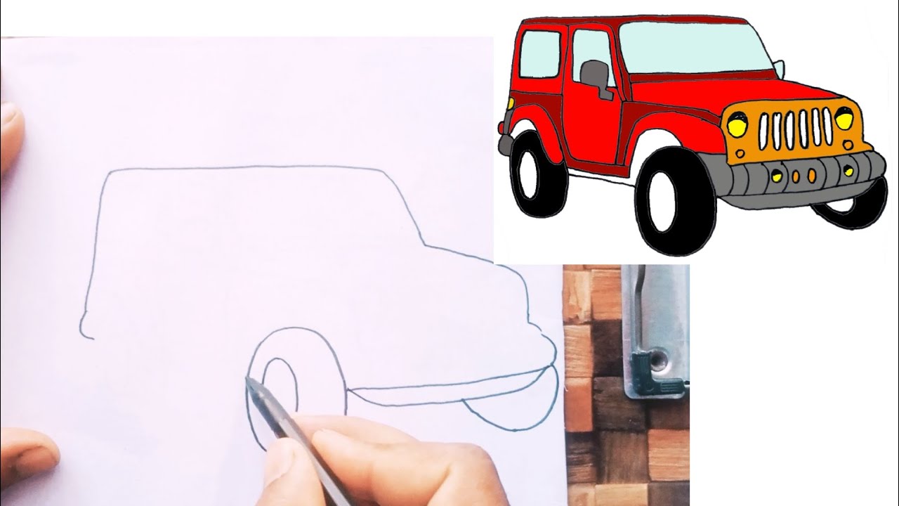 jeep drawing | how to draw jeep | jeep line drawing | jeep drawing ...